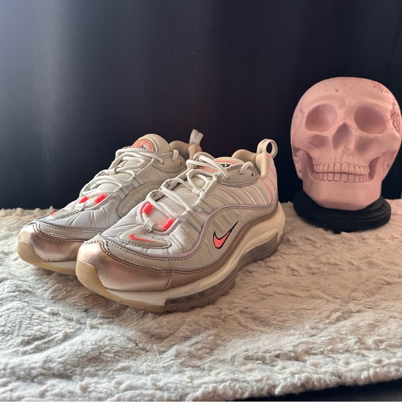 Nike | Shoes | Nike Airmax 98 White Rose Gold Neon Pink Sz 7 In Womens ...